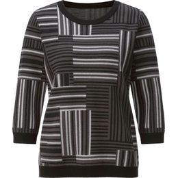 CR&Eacute;ATION L Damen 3/4 Arm-Pullover mit Glitzergarnen graphit-schwarz-gemustert Gr&ouml;&szlig;e 36