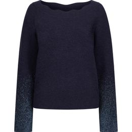 CR&Eacute;ATION L Damen Langarm-Pullover mit Trompeten-&Auml;rmeln marine Gr&ouml;&szlig;e 40