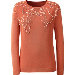 CR&Eacute;ATION L Damen Pullover mit Zierperlen papaya Gr&ouml;&szlig;e 38