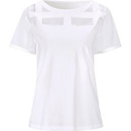 CR&Eacute;ATION L Damen Kurzarmshirt mit Mesh-Eins&auml;tzen wei&szlig; Gr&ouml;&szlig;e 38