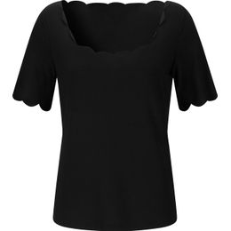 CR&Eacute;ATION L Damen Kurzarmshirt mit gebogten Abschl&uuml;ssen schwarz Gr&ouml;&szlig;e 38