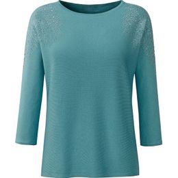 CR&Eacute;ATION L Damen 3/4 Arm-Pullover mit Viskose ozean Gr&ouml;&szlig;e 38