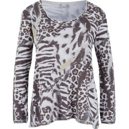 Heine Damen Langarmshirt mit Animal-Dessin hellgrau-offwhite Gr&ouml;&szlig;e 44