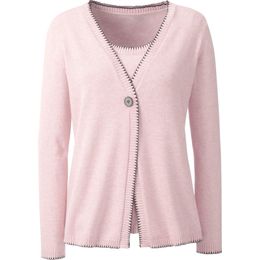 Heine Damen Twin-Set mit Kontrast-Details hellros&eacute;-meliert Gr&ouml;&szlig;e 40