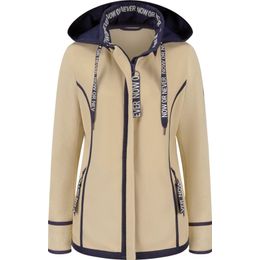 CR&Eacute;ATION L Damen Fleecejacke mit Strickfleece-&Auml;rmeln sand-marine Gr&ouml;&szlig;e 36