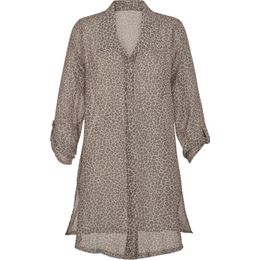 feel good Damen Strandbluse champagner-schoko-bedruckt Gr&ouml;&szlig;e 40/42
