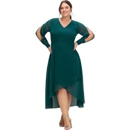 sheego Damen Abendkleid mit kleinen Schmucksteinchen dunkelgr&uuml;n Gr&ouml;&szlig;e 46