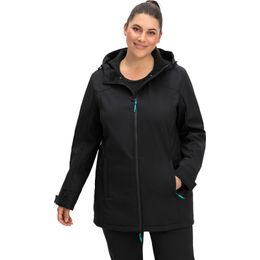 sheego Damen Softshelljacke mit 2-Wege-Rei&szlig;verschluss schwarz Gr&ouml;&szlig;e 46