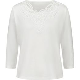 CR&Eacute;ATION L Damen Spitzenshirt mit 3/4-&Auml;rmeln ecru Gr&ouml;&szlig;e 36