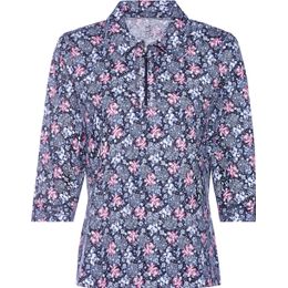 CR&Eacute;ATION L Damen Poloshirt marine-zitrone-bedruckt Gr&ouml;&szlig;e 40