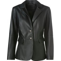 Heine Damen Lederblazer mit Pattentaschen schwarz Gr&ouml;&szlig;e 44