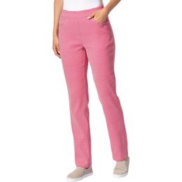 CR&Eacute;ATION L Damen Stretch-Hose in knitterarmer Koffer-Qualit&auml;t rot-ecru-gemustert Gr&ouml;&szlig;e 195