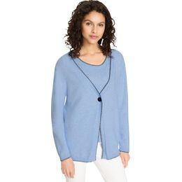 Heine Damen Twin-Set mit Kontrast-Details eisblau-meliert Gr&ouml;&szlig;e 34