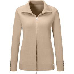 CREATION L PREMIUM Damen Strickjacke aus mercerisierter Baumwolle beige Gr&ouml;&szlig;e 40