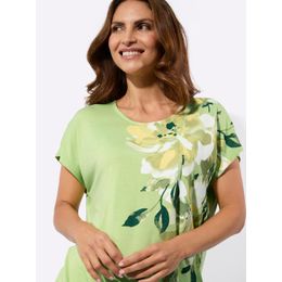 CR&Eacute;ATION L Damen Kurzarmshirt mit Bl&uuml;ten-Motiv pistazie-zitrone-bedruckt Gr&ouml;&szlig;e 44