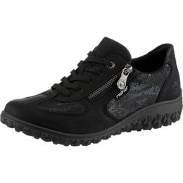 Rieker Damen Schn&uuml;rschuh mit Stretch-Einsatz, f&uuml;r kr&auml;ftige F&uuml;&szlig;e schwarz Gr&ouml;&szlig;e 40