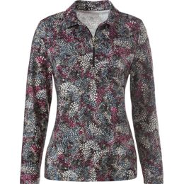 CR&Eacute;ATION L Damen Poloshirt in Winter-Qualit&auml;t magenta-mittelblau-bedruckt Gr&ouml;&szlig;e 46