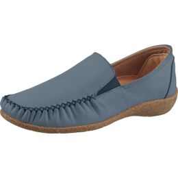 Loretta Damen Slipper mit Gummizug taubenblau Gr&ouml;&szlig;e 38