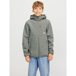 Jack & Jones Jack & Jones Junior Jungen Softshelljacke &raquo;JJTHEO wasserabweisend und pflegeleicht f&uuml;r Alltag&laquo; mit Kapuze Polyester, regular fit gr&uuml;n 152