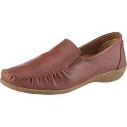Loretta Damen Slipper mit Gummizug rotbraun Gr&ouml;&szlig;e 36