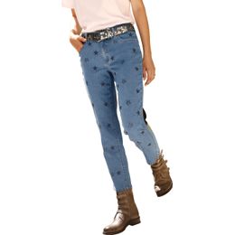 CR&Eacute;ATION L Damen 7/8-Jeans mit Sternchen-Druck blue-bleached Gr&ouml;&szlig;e 36