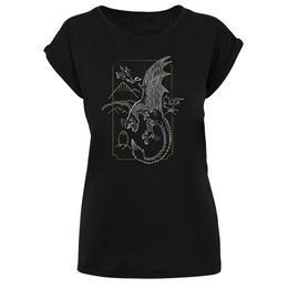 F4NT4STIC Shirt 'Harry Potter Dragon Line Art' female Black size 5XL