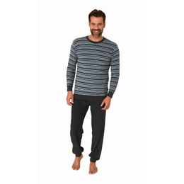 Normann langarm Frottee Schlafanzug Pyjama B&uuml;ndchen - 82303 in marine | Gr.: 58