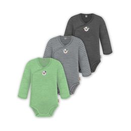 Normani Outdoor Sports 3er Pack Baby Merino Langarm Wickelbody in Anthrazit/Grau/Gr&uuml;n | Gr.: 86