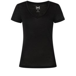super.natural Merino T-Shirt W SIERRA140 V NECK in schwarz | Gr.: XL