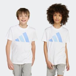 T-Shirt adidas Sportswear "J BL TEE 160", Jungen, Gr. 128, wei&szlig; (wei&szlig;, blau fusion, glow blau), Obermaterial: 100% Baumwolle, normal, Rundhals, Shirts T-Shirt, f&uuml;r Kinder und Teens, mit Rundhalsausschnitt, aus 100 % Baumwolle