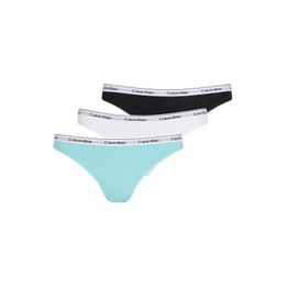 Bikinislip "3 PACK BIKINI (LOW-RISE)", Damen, Gr. XS (34), 3 Stk., schwarz, beau blau, wei&szlig;, Jersey, Obermaterial: 90% Baumwolle, 10% Elasthan, Calvin Klein Underwear, k&ouml;rpernah, Unterhosen, Low Rise mit Logobund