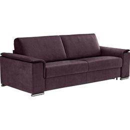2,5-Sitzer Egoitaliano "Cecilia, modern & elegant, erstklassiger Sitzkomfort, Breite 234cm", lila (plum), B:234cm H:85cm T:102cm, Sofas, mit verchromten Metallf&uuml;&szlig;en