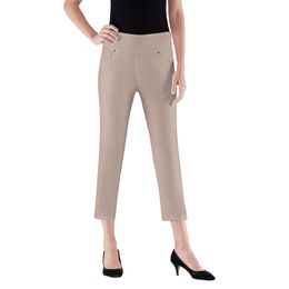 Stretch-Hose Casual Looks, Damen, Gr. 21, Kurzgr&ouml;&szlig;en, grau (stein), 72% Viskose, 25% Polyamid, 3% Elasthan, unifarben, 7/8-L&auml;nge, Hosen