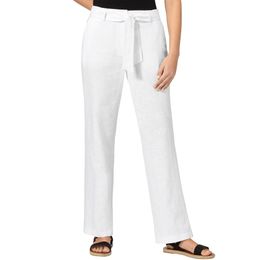 Palazzohose Casual Looks, Damen, Gr. 20, Kurzgr&ouml;&szlig;en, beige (ecru), 55% Leinen, 45% Baumwolle, unifarben, lang, Hosen Palazzohose