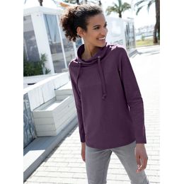 Langarmshirt Classic Basics "Shirt", Damen, Gr. 48, lila (traube), 100% Baumwolle, meliert, unifarben, ohne Ausschnitt, Shirts Langarmshirt