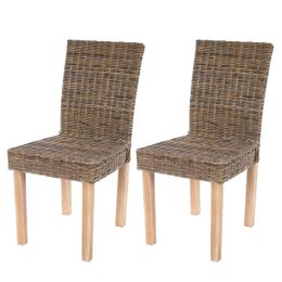 Mendler 2er-Set Esszimmerstuhl Korbstuhl Stuhl K&uuml;chenstuhl Littau, Kubu-Rattan ~ Variantenangebot 35440