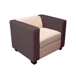 Mendler Sessel Lounge-Sessel Lille Kunstleder creme/coffee 14241+17386