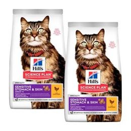 Hill's Hill's Science Plan Trockenfutter Katze, Adult, Sensitive Stomach & Skin, mit Huhn 2x7 kg