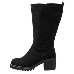sheego Gro&szlig;e Gr&ouml;&szlig;en Weitschaftstiefel aus Veloursleder, schwarz, Gr&ouml;&szlig;e 39 - Damen