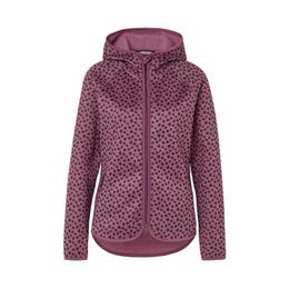 Tchibo - Strickfleecejacke mit Kapuze - Damen - Gr. XS - bordeaux/print