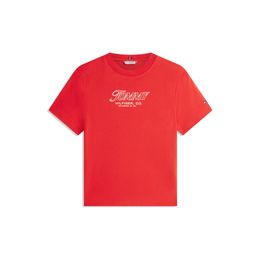 Tommy Hilfiger T-Shirt 'Tilt' Damen Gr&ouml;&szlig;e M orangerot / wei&szlig;