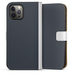 DeinDesign iPhone 12 Pro Max Handy Klapph&uuml;lle Handyh&uuml;lle aus Kunst Leder wei&szlig; Flip Case Anthracite Grey Unicoloured Sideflip mit Lasche
