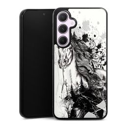 DeinDesign Galaxy A55 5G Handy Silikon H&uuml;lle Case schwarz Handyh&uuml;lle Horse Drawing Horseback Riding