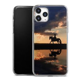 DeinDesign iPhone 11 Pro Handy Slim Case Silikon Handyh&uuml;lle transparent H&uuml;lle extra d&uuml;nn Horseback Riding Horse Sunset Silikon Slim Case