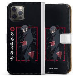 DeinDesign iPhone 12 Pro Max Handy Klapph&uuml;lle Handyh&uuml;lle aus Kunst Leder wei&szlig; Flip Case Official Licensed Product Naruto Shippuden Itachi Uchiha Sideflip mit 