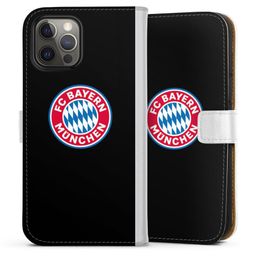 DeinDesign iPhone 12 Pro Max Handy Klapph&uuml;lle Handyh&uuml;lle aus Kunst Leder wei&szlig; Flip Case Fc Bayern M&uuml;nchen Logo Official Licensed Product Sideflip mit Lasche
