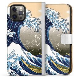 DeinDesign iPhone 12 Pro Max Handy Klapph&uuml;lle Handyh&uuml;lle aus Kunst Leder wei&szlig; Flip Case Katsushika Hokusai Die Gro&szlig;e Welle Vor Kanagawa Kunst Sideflip mit Lasche