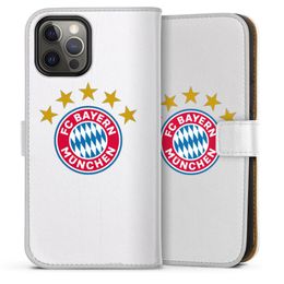 DeinDesign iPhone 12 Pro Max Handy Klapph&uuml;lle Handyh&uuml;lle aus Kunst Leder wei&szlig; Flip Case Star Fcb Fc Bayern M&uuml;nchen Sideflip mit Lasche