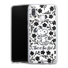 DeinDesign Galaxy A40 Handy Silikon H&uuml;lle Case transparent Handyh&uuml;lle Peanuts Flowers Snoopy Silikon Case