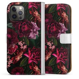 DeinDesign iPhone 12 Pro Max Handy Klapph&uuml;lle Handyh&uuml;lle aus Kunst Leder wei&szlig; Flip Case Blossom Flowers Rose Sideflip mit Lasche